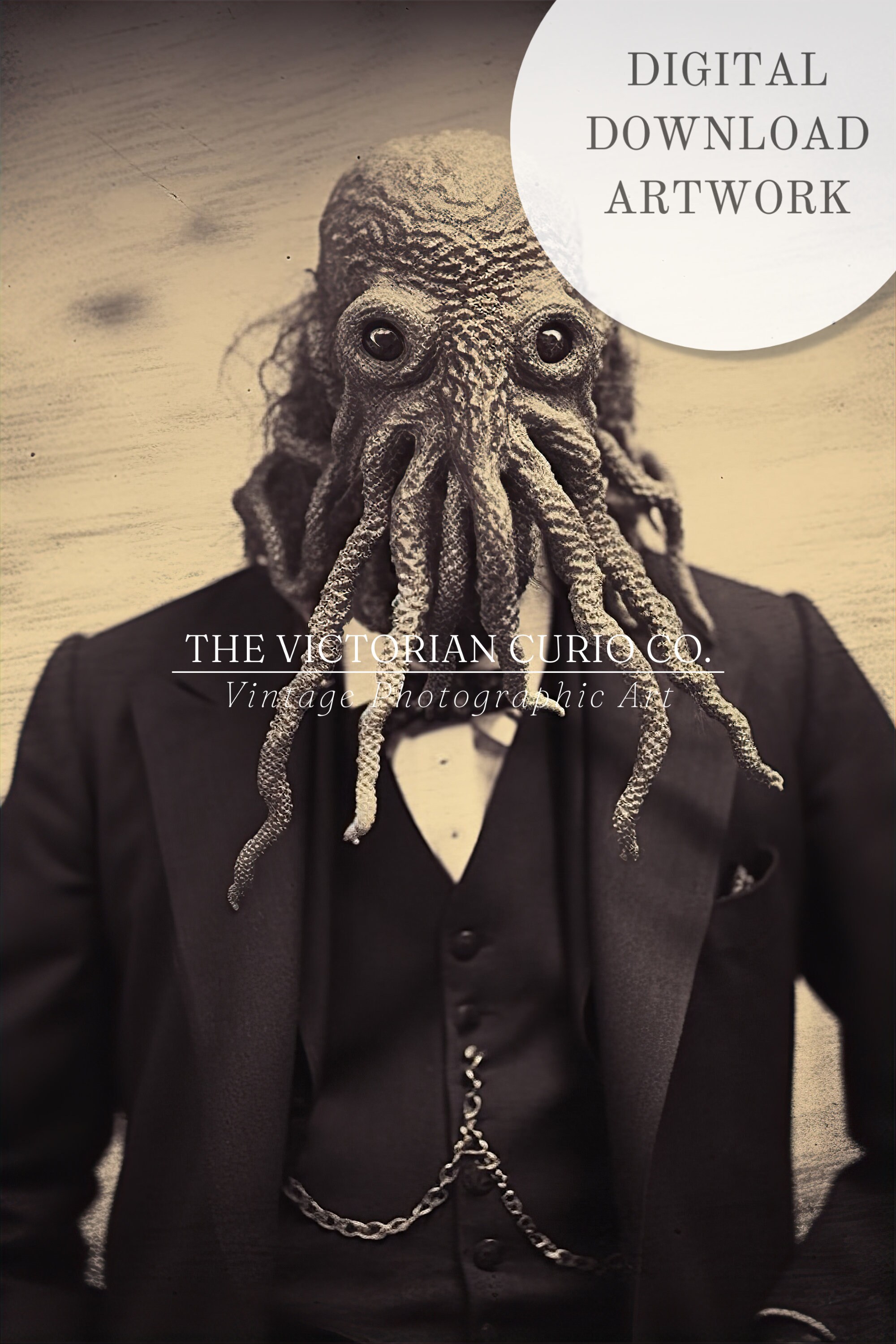 Gothic Octopus Gentleman Poster PRINTABLE Art Portrait - Etsy