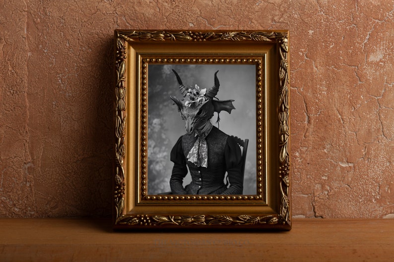 Gothic Demon Lady Print, PRINTABLE Goth Victorian Decor, Vintage ...