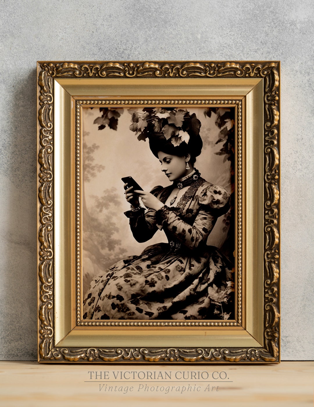 Victorian Lady Smartphone User, Vintage PRINTABLE Photographic Art ...