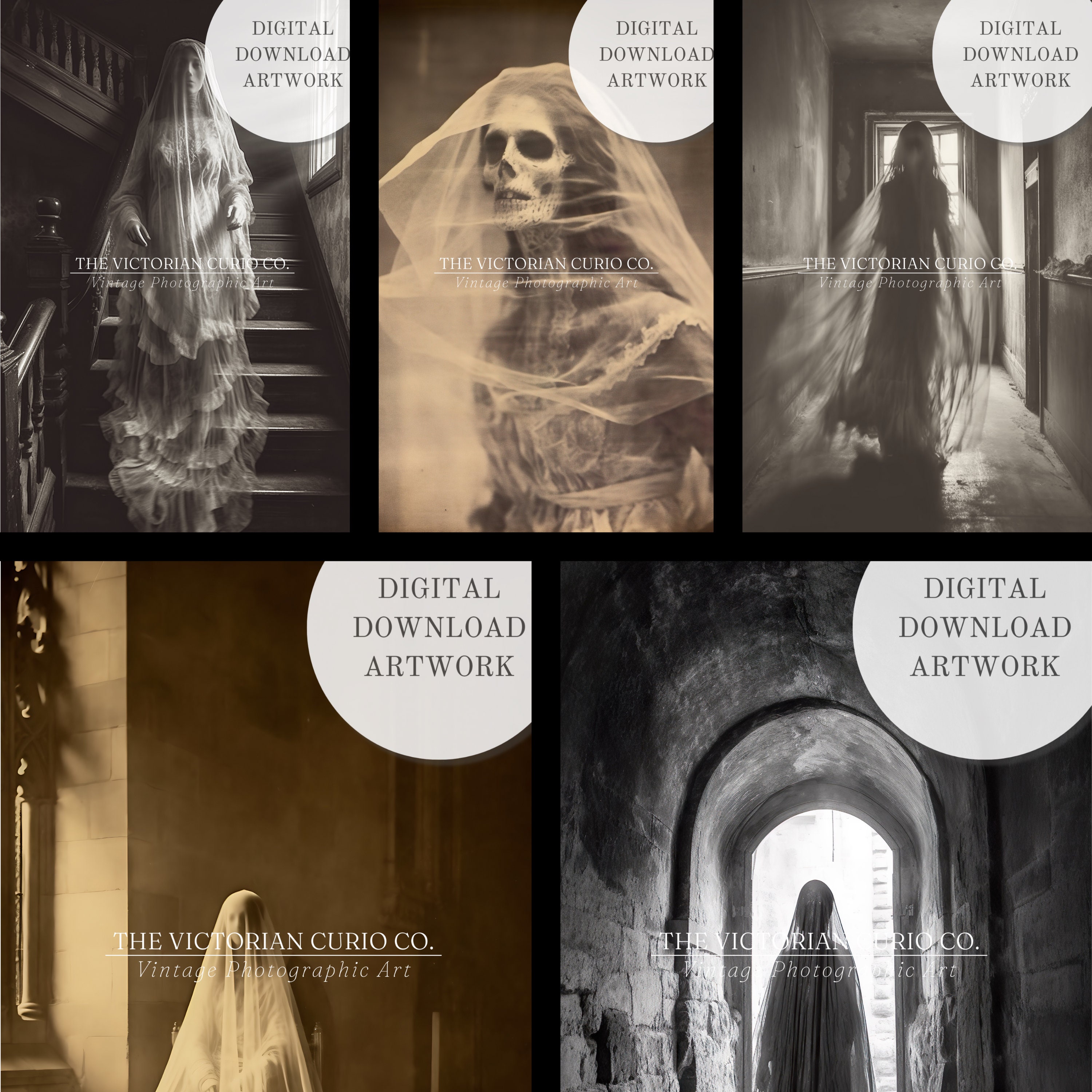 Ghostly Prints Goth Bundle PRINTABLE Wall Art SET of 5 - Etsy