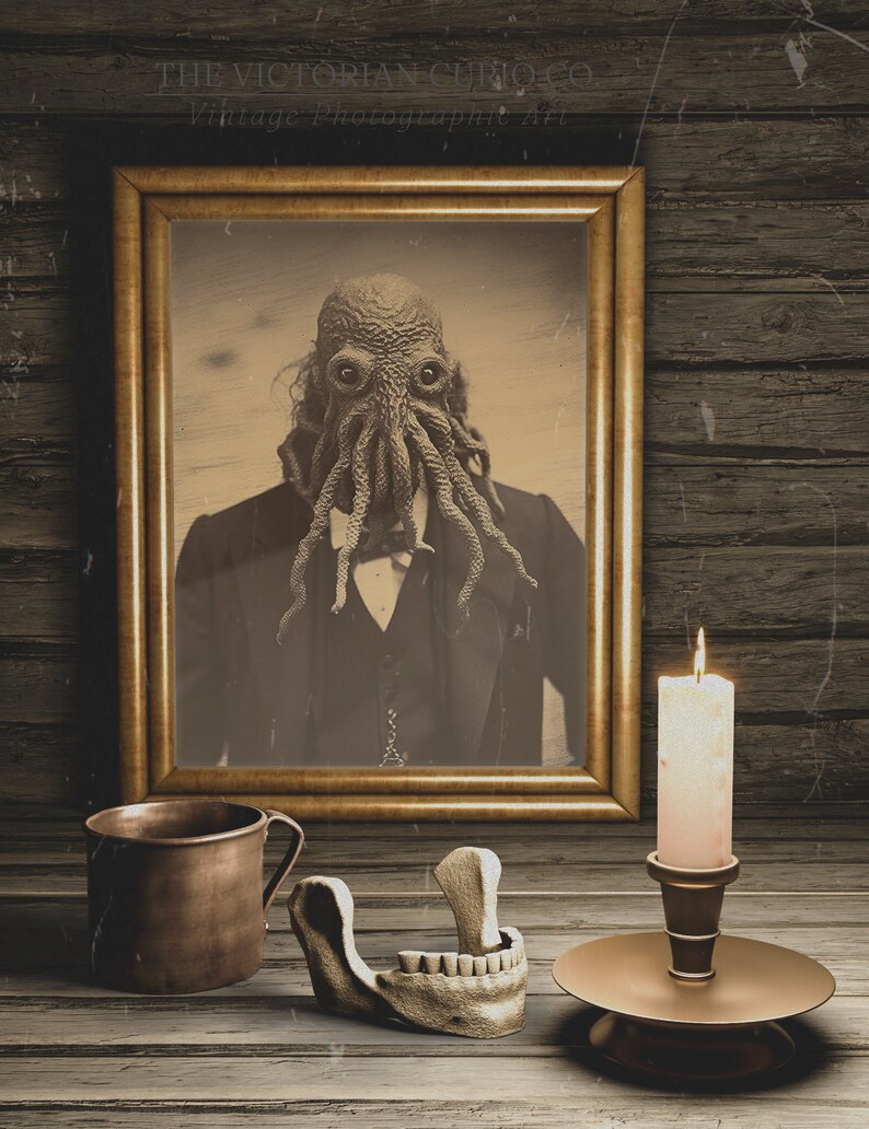 Gothic Octopus Gentleman Poster PRINTABLE Art Portrait - Etsy