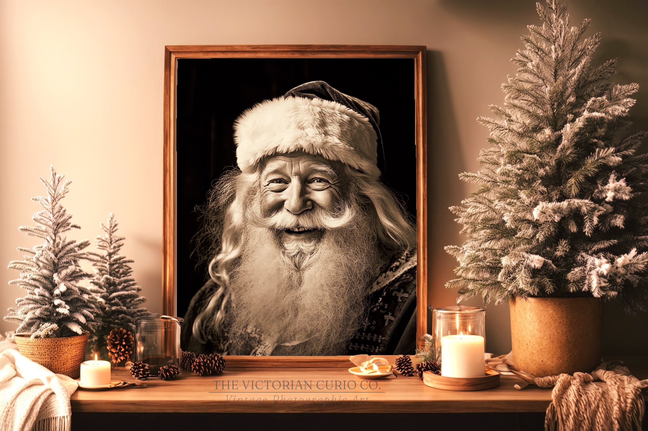 Vintage Santa Portrait Photo, PRINTABLE Father Christmas Art, Festive ...