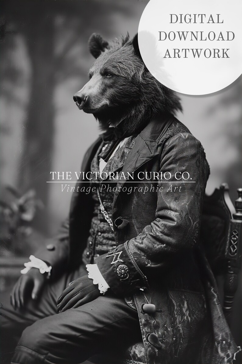Gothic Bear Vintage Poster, PRINTABLE Goth Victorian Art, Vintage ...