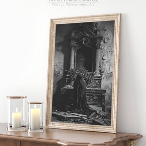 Dark Figure Praying at A Derelict Altar, PRINTABLE Creepy Wall Art ...