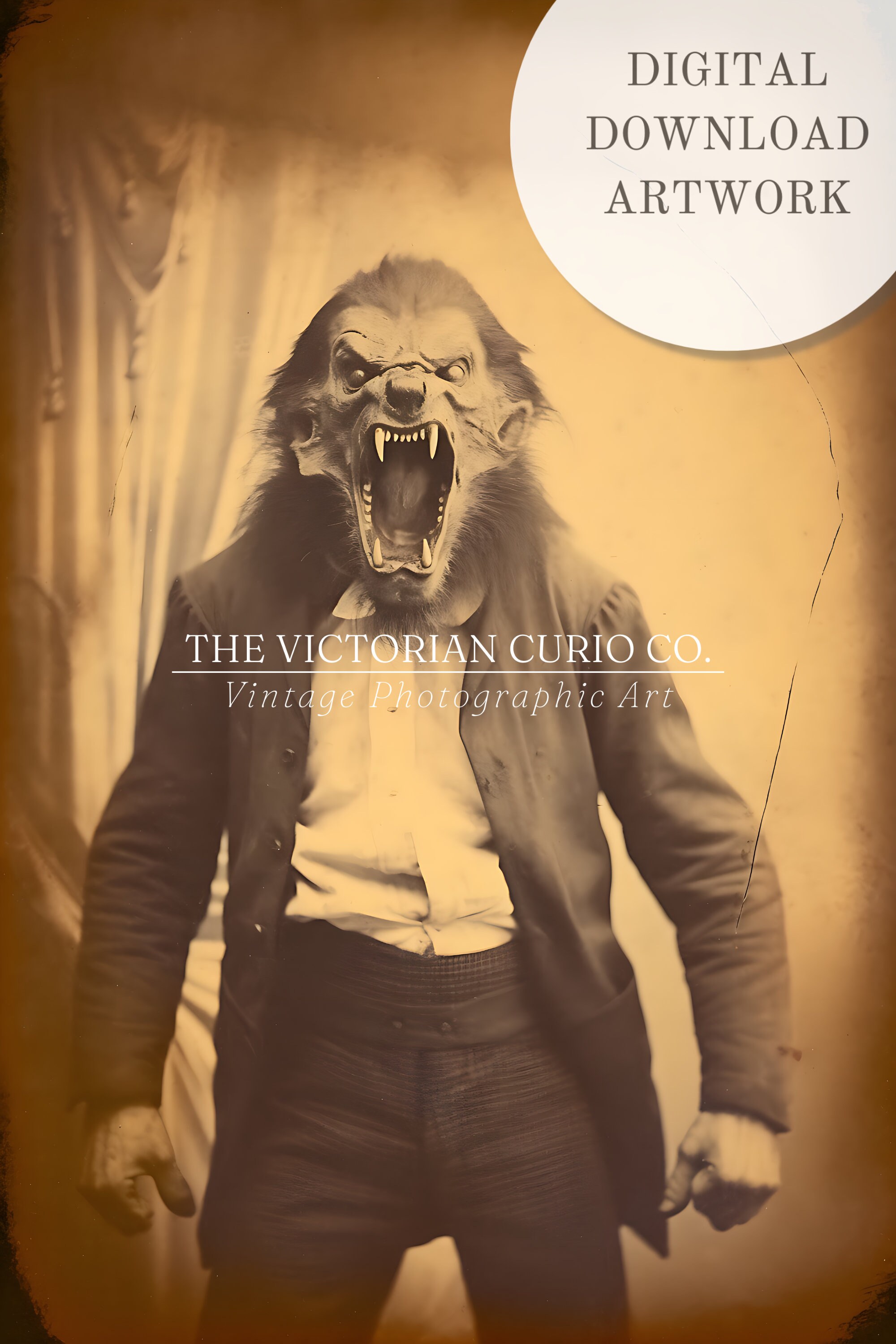 Vintage Roaring Werewolf Poster PRINTABLE Shapeshifting Beast - Etsy