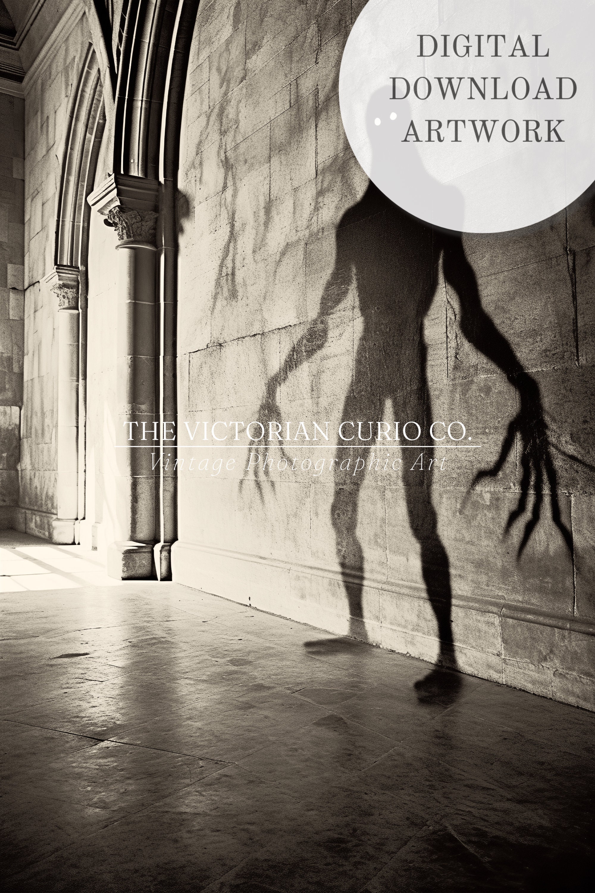 Scary Shadow Entity Print, PRINTABLE Classic Horror Art, Eerie Vintage ...