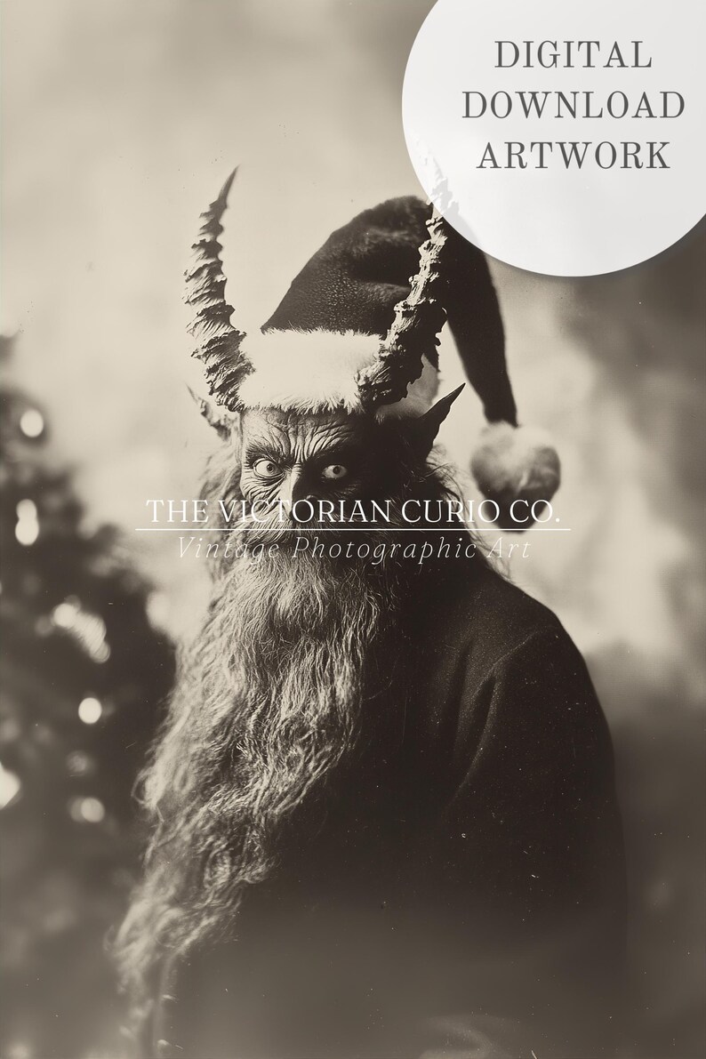 Creepy Krampus Santa Photograph, PRINTABLE Vintage Gothic Art, Goth ...