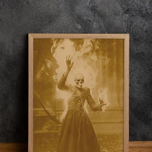 Skeleton Fire Mage Poster, PRINTABLE Vintage Wall Art, Gothic Fantasy ...