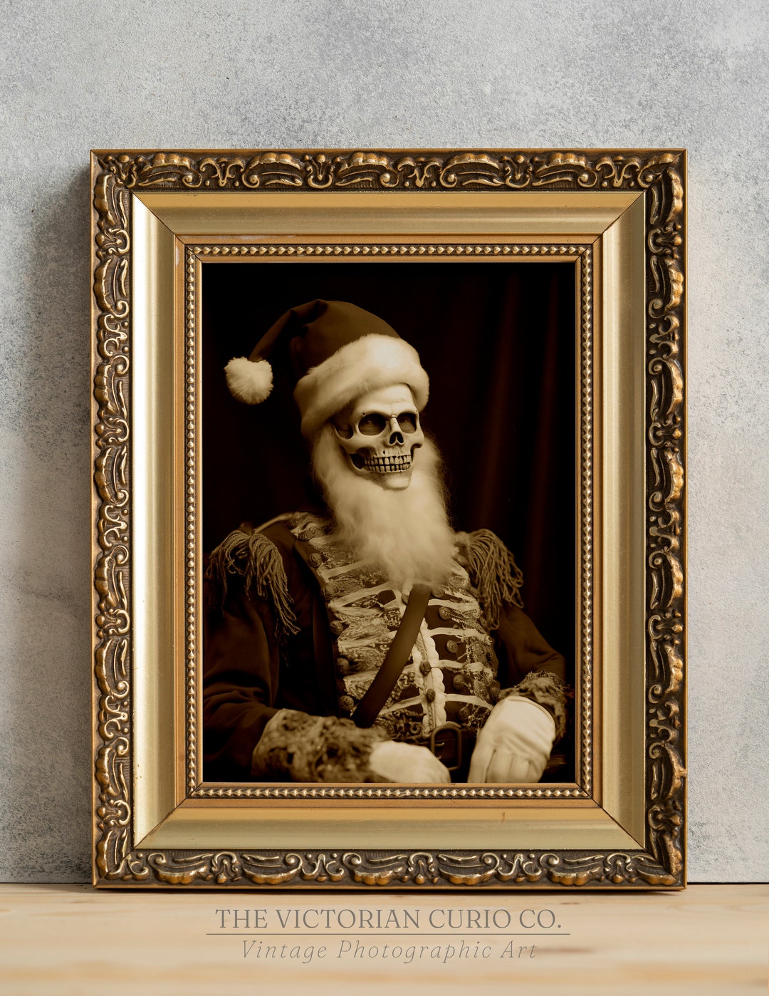 Skeleton Santa Claus Print, PRINTABLE Wall Art, Vintage Goth Christmas ...