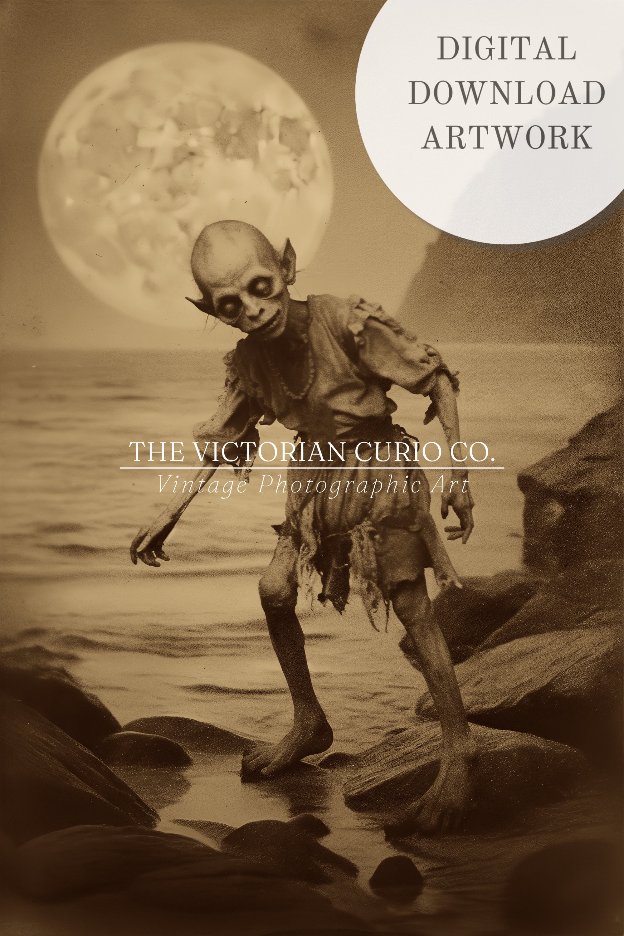 Gothic Goblin Antique Photograph, PRINTABLE Witchy Wall Art, Vintage ...