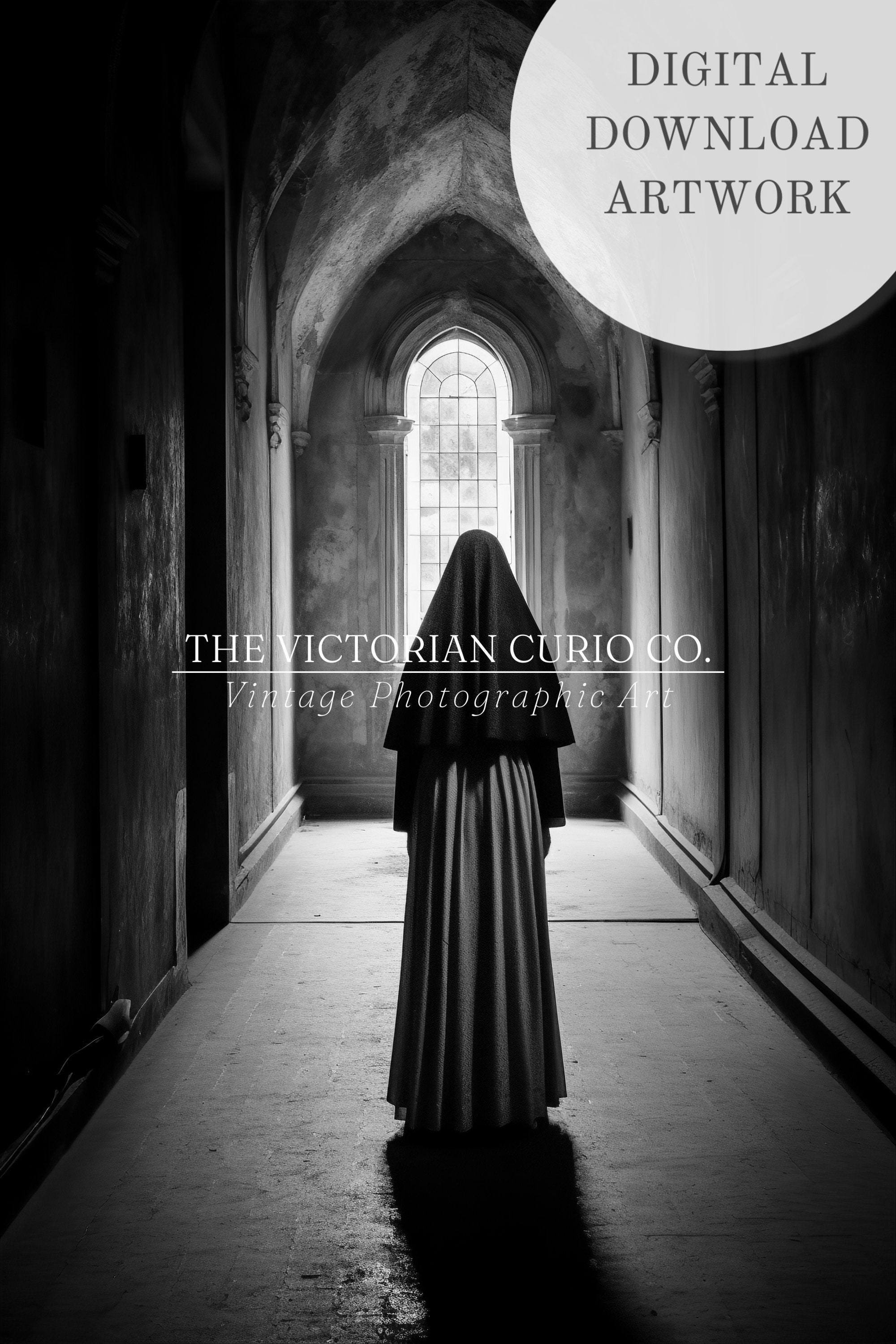 Scary Nun Spectre Photo Printable Horror Art Creepy Vintage Etsy