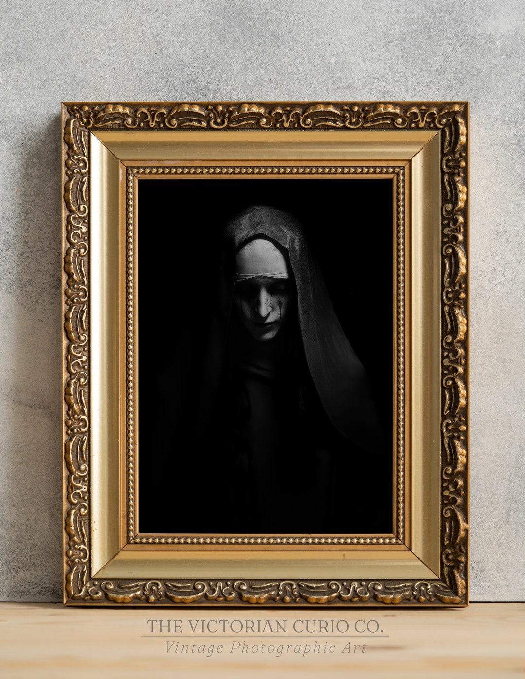 Sorrowful Nun Dark Portrait, PRINTABLE Creepy Photo Art, Occult Home ...