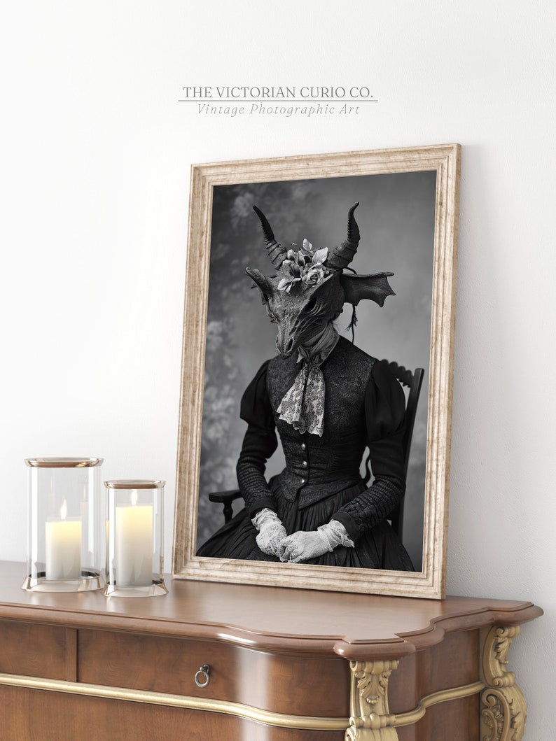 Gothic Demon Lady Print, PRINTABLE Goth Victorian Decor, Vintage ...