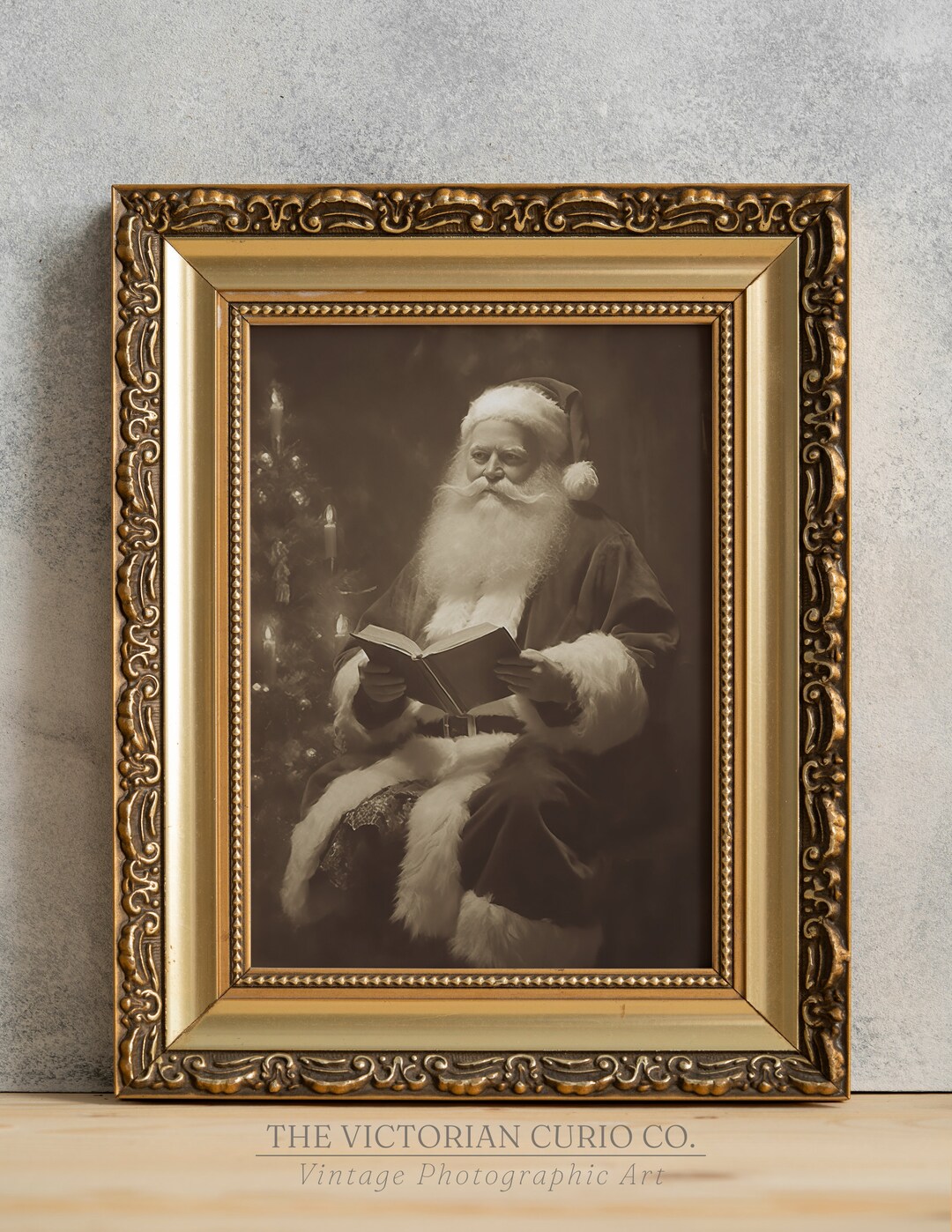 Santa Reading Book Poster, PRINTABLE Christmas Wall Art, Vintage ...