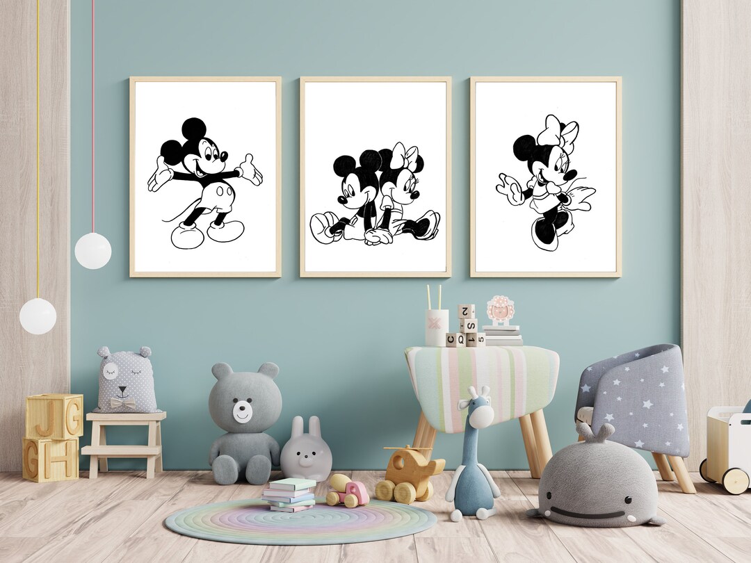 Mickey Mouse, Minnie Mouse, Art Print, Baby Shower, Mickey Mouse Poster ...