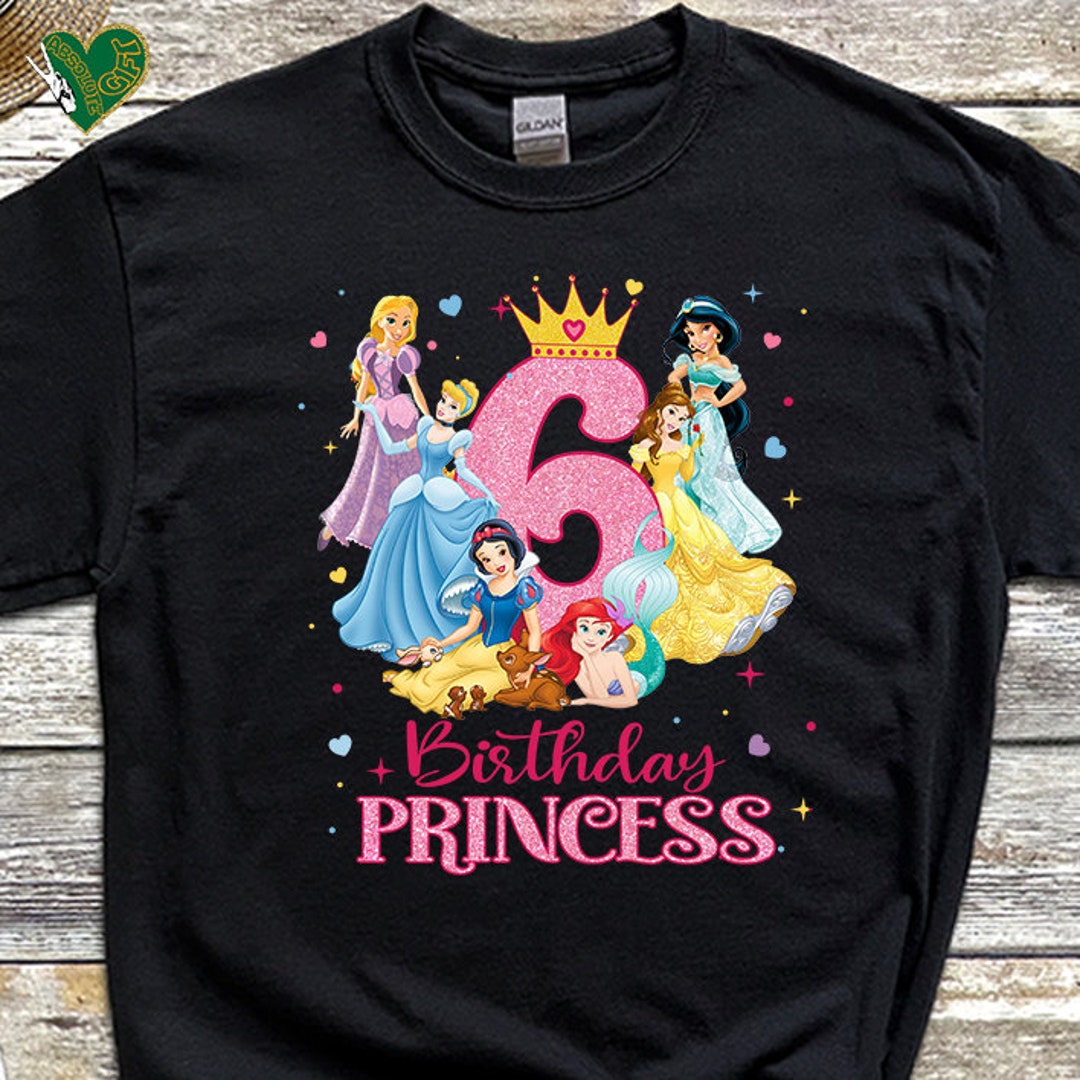 6th Princess Birthday Shirt, 6th Birthday T Shirt, Princess Birthday ...