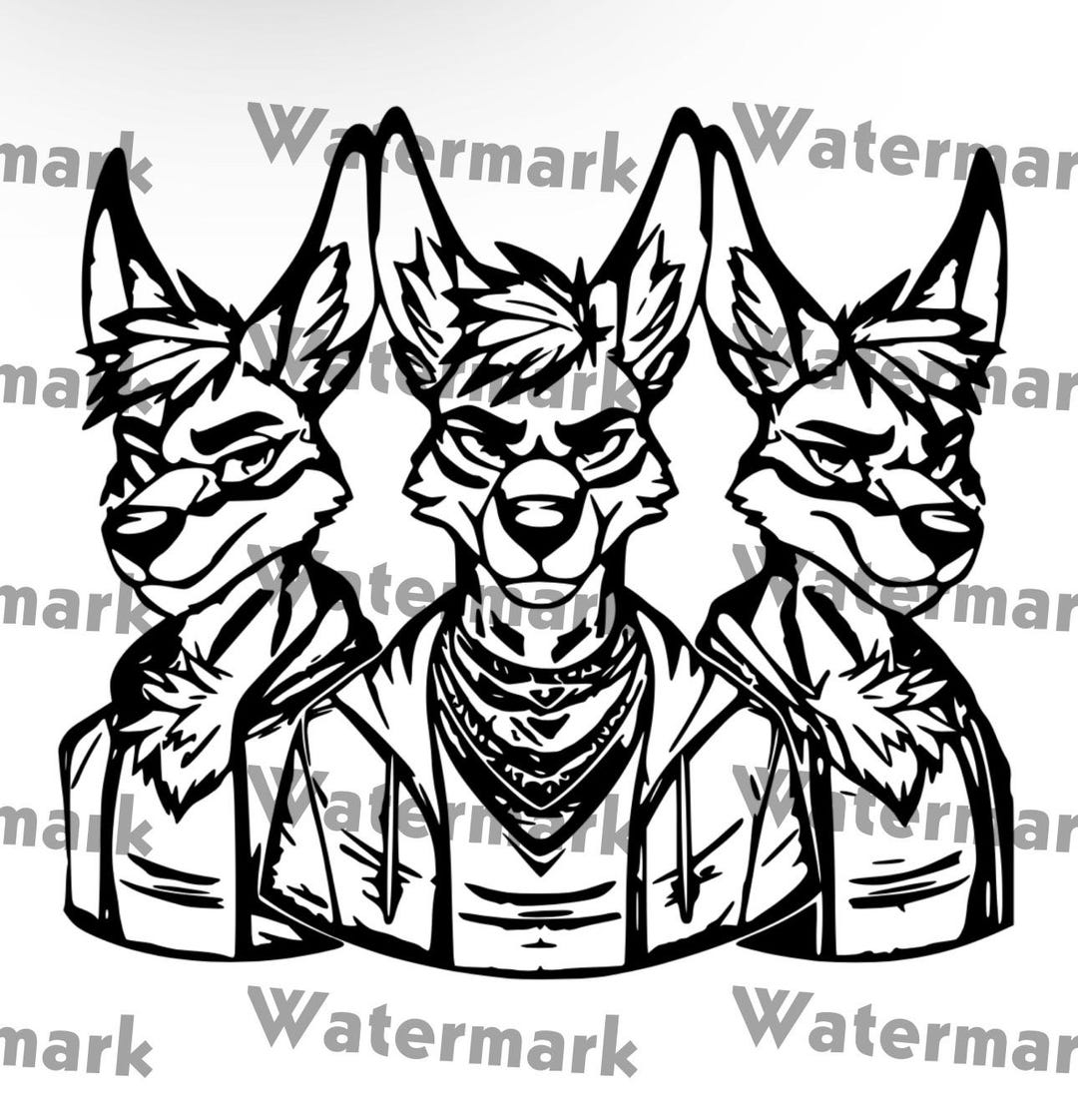 Furry Fursona Kangaroo, Kangaroos, Cool Trio Kangaroo Decal Sticker ...