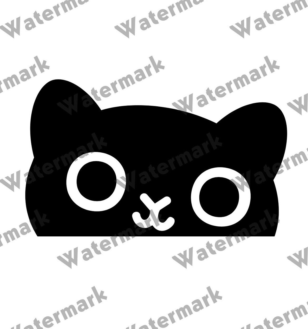 Peeking Cat Mini Decal, Cat Peeking Decal, Rearview Mirror Decal, Mini ...