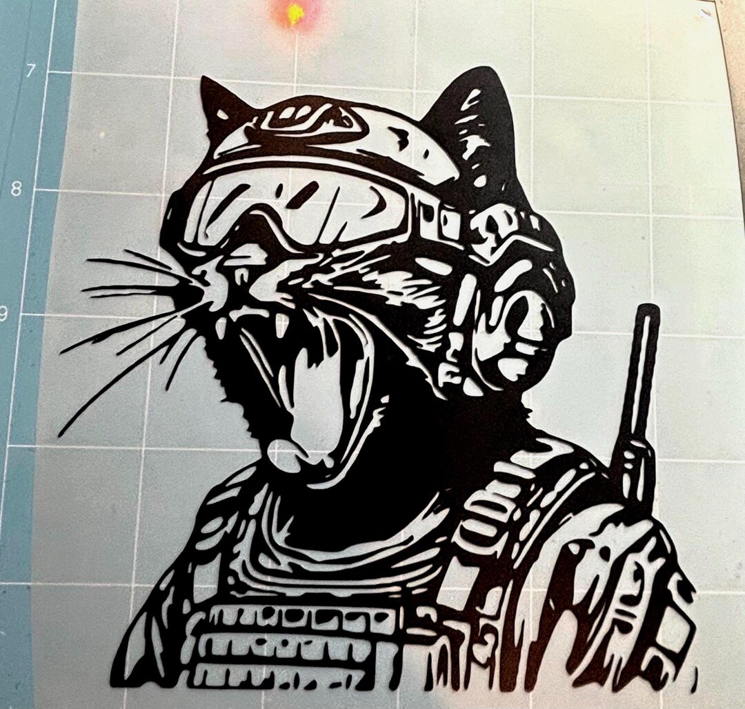 Tactical Cat - Army Cat- Warrior Cat- Vinyl Decal Sticker - Waterproof ...