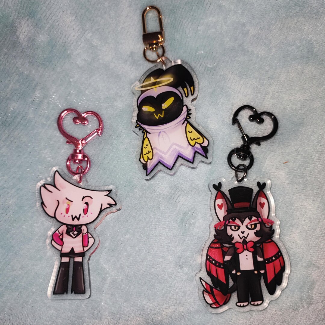 Hazbin Hotel Chibi Keychains: Husk and Angel Dust Cartoon Art - Etsy