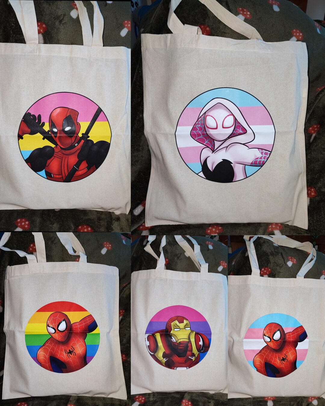 Superhero Character LGBT Pride Tote Bags - Queer Art Spiderman, Spider ...