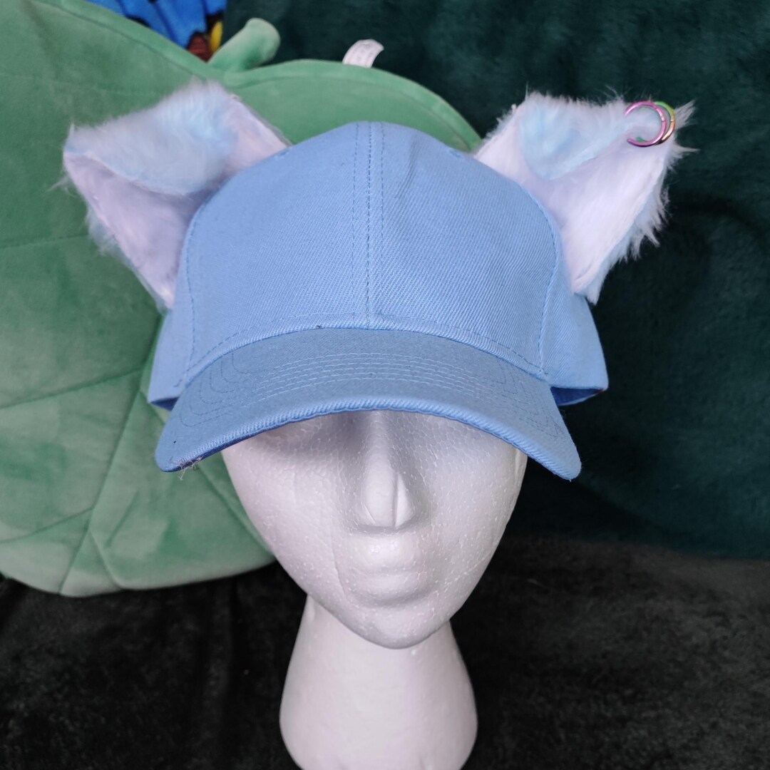 Blue and White Puppy Ears Cap for Cosplay Petplay Therian Dog Ear ...
