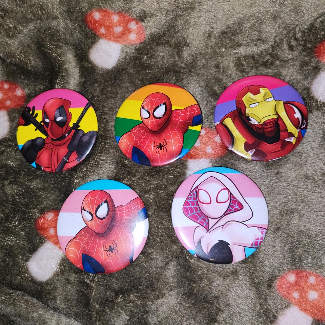Marvel Character LGBT Pride Flag Badges Queer Art Pins Spiderman ...