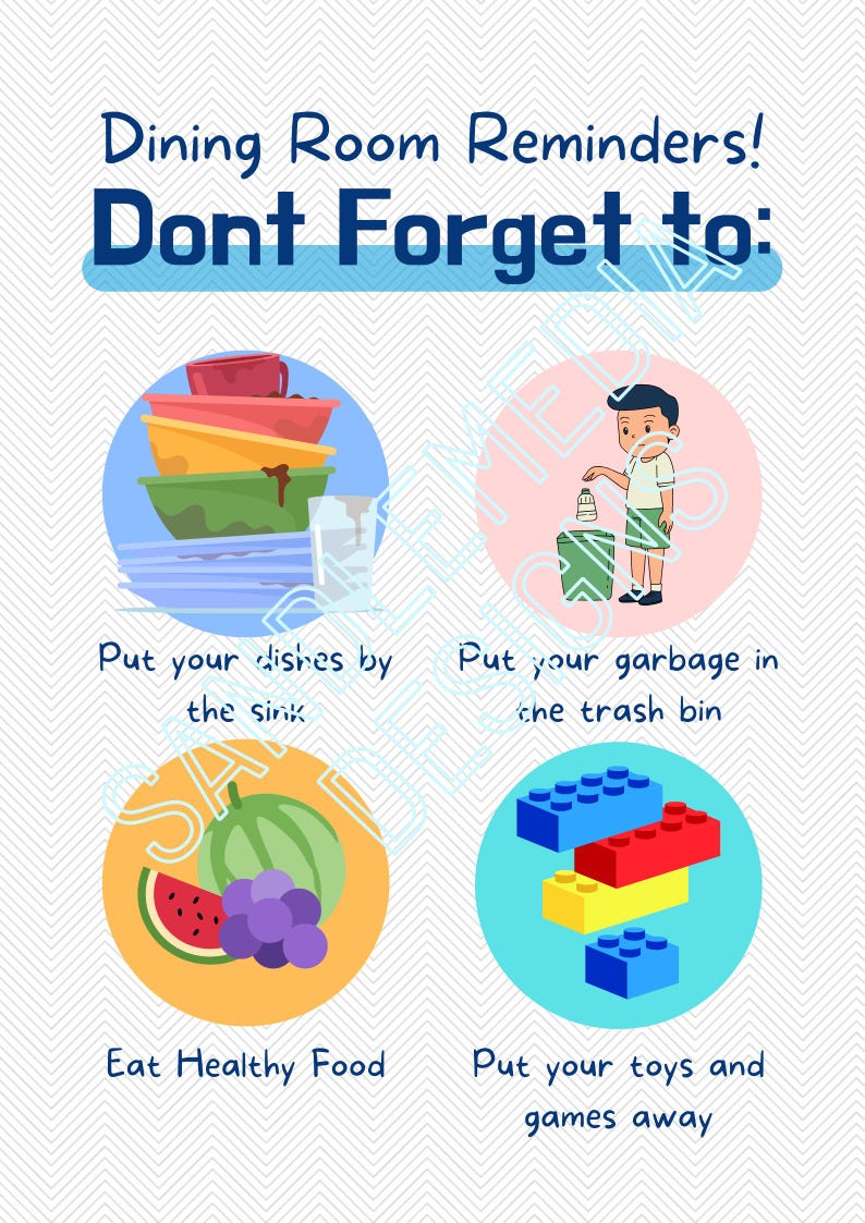 Clean up Reminders for Kids - Etsy