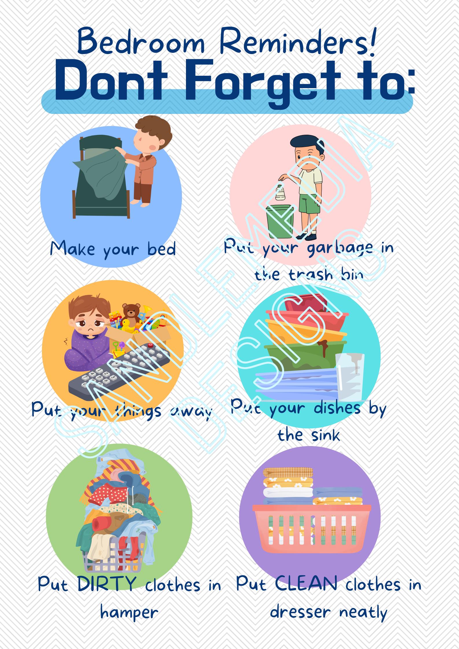 Clean up Reminders for Kids - Etsy