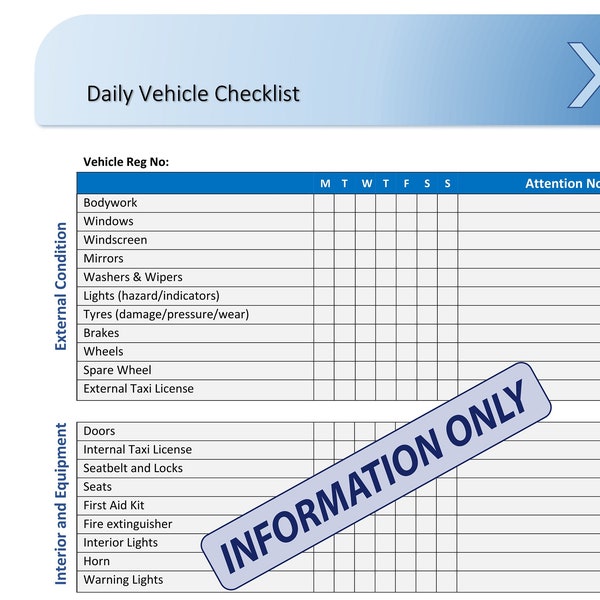 Vehicle Inspection Checklist - Etsy UK