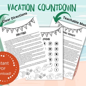 Vacation Countdown Printable Engage Excite and Prepare for - Etsy
