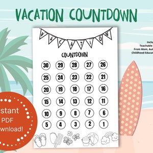 Vacation Countdown Printable Engage Excite and Prepare for - Etsy