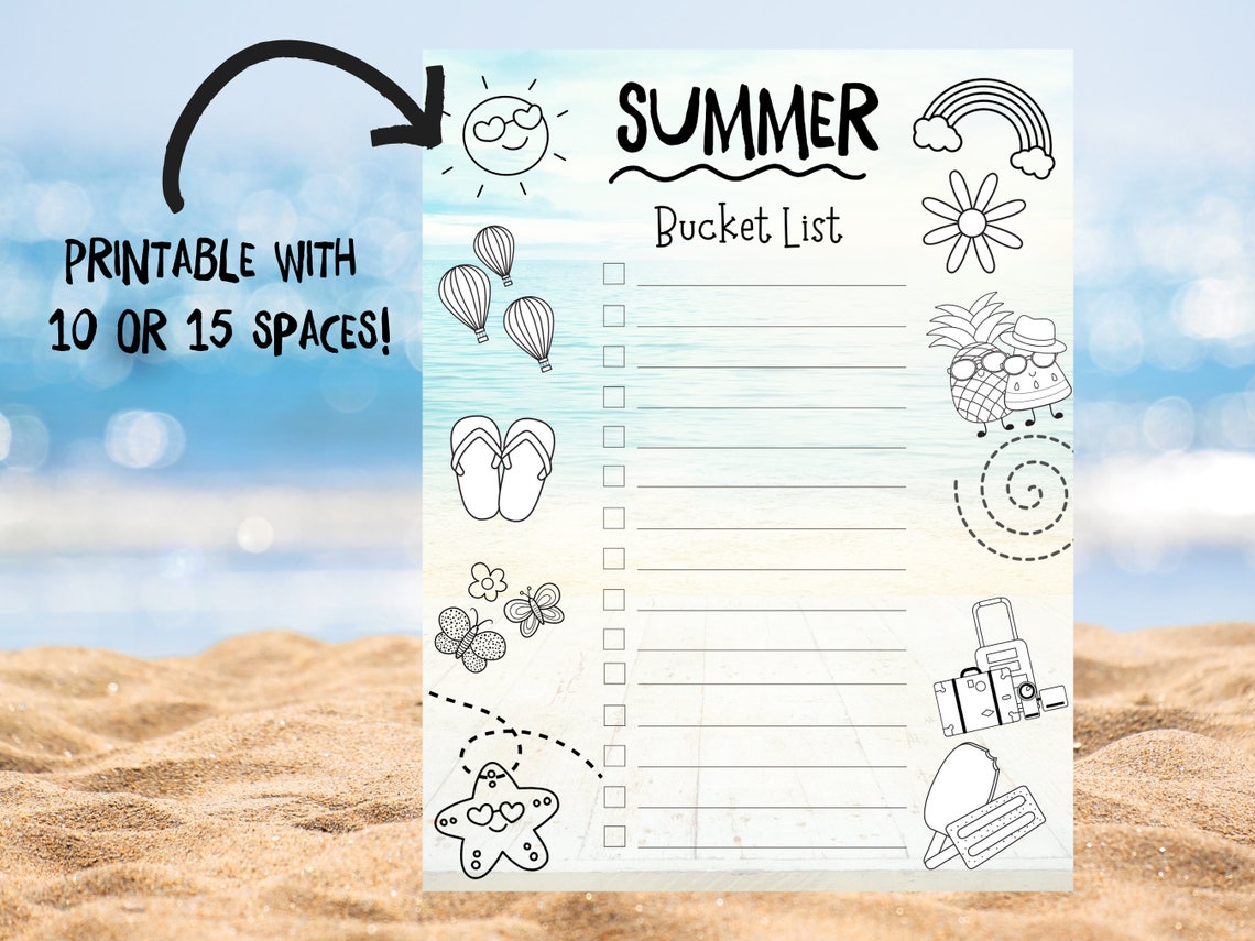 Printable Summer Bucket List for Teens, 50 Low-cost Summer Activities ...
