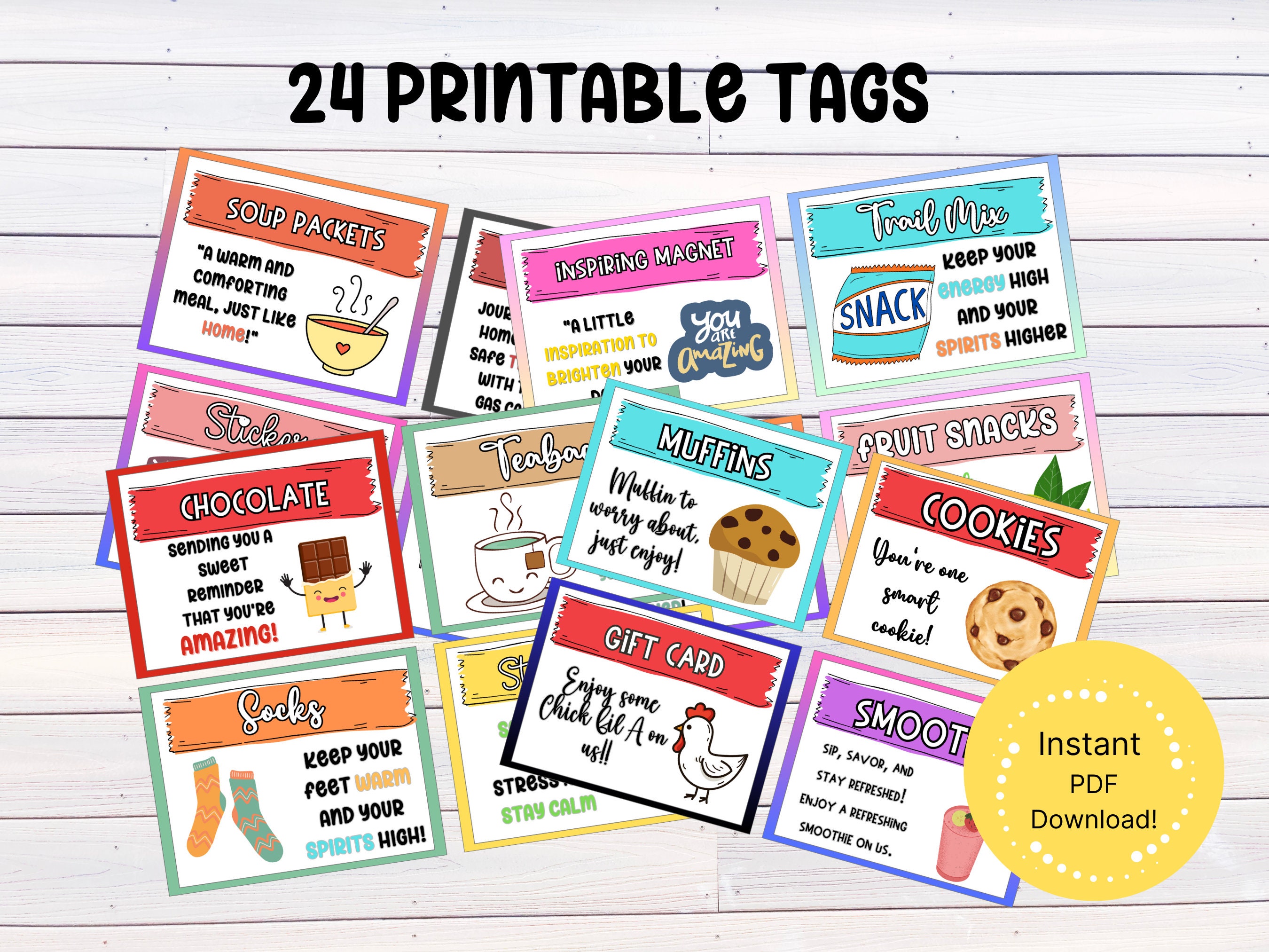 College Care Package Printable Tags Instant Download for Freshman ...