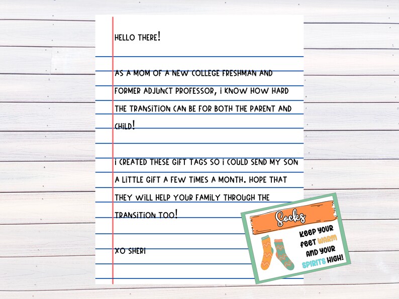 College Care Package Printable Tags Instant Download for Freshman ...