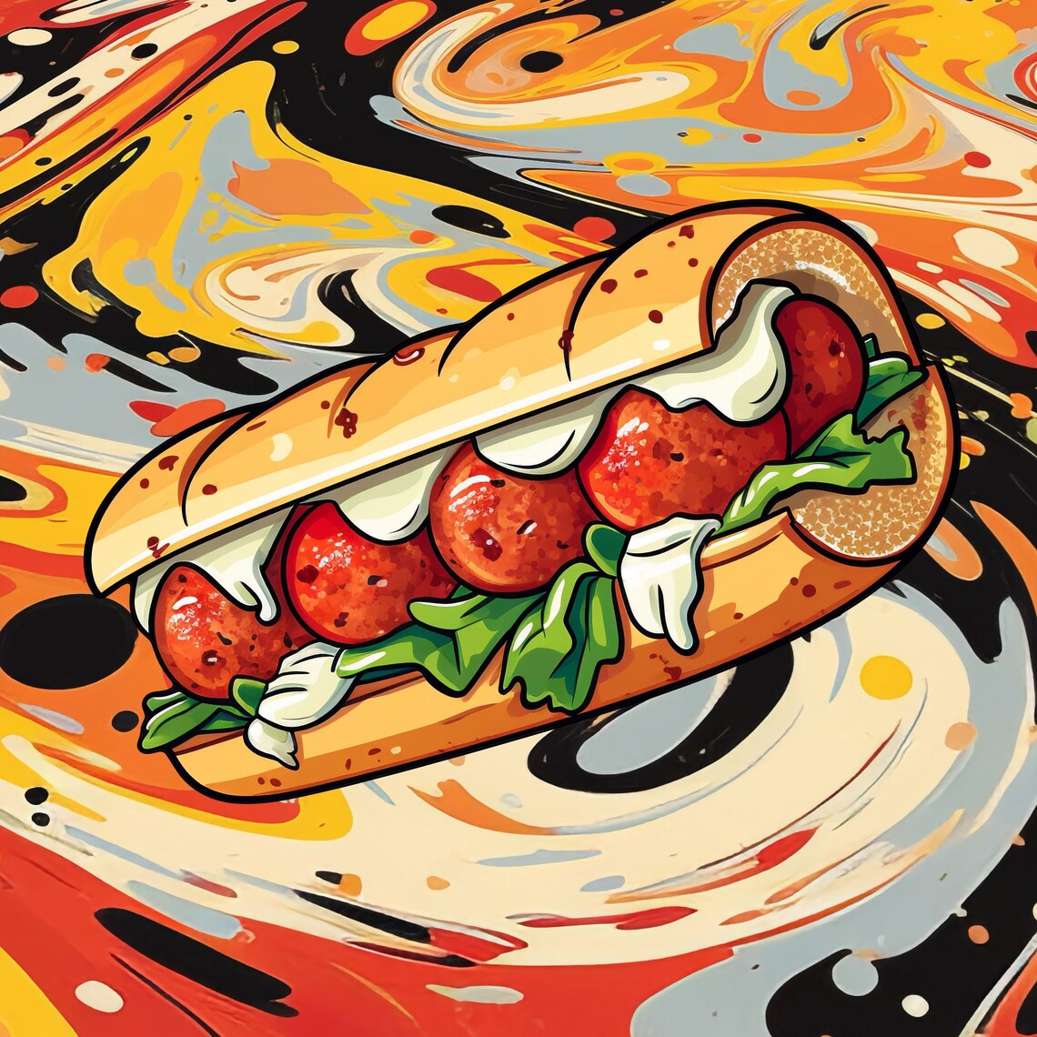 Meatball Marinara Transparent PNG Clipart for Sticker Design Asset - Etsy