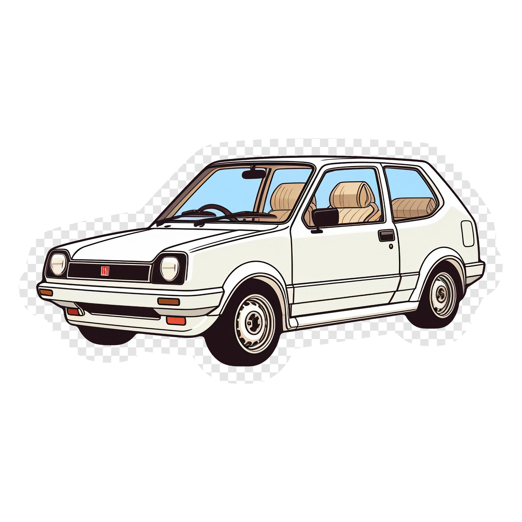 Vintage Japanese Hatchback Transparent PNG Clipart for Sticker Design ...