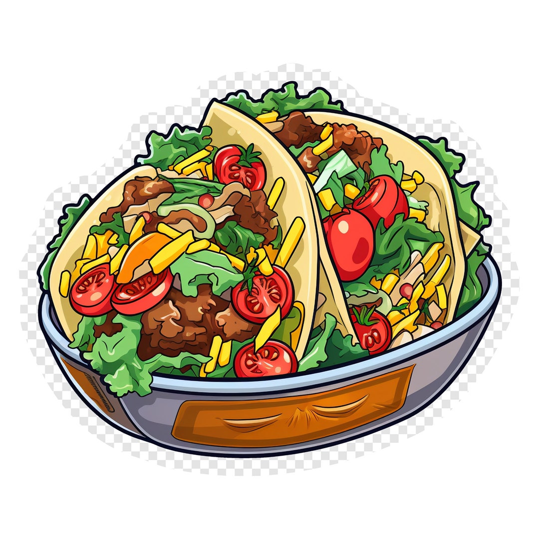 Taco Salad Transparent PNG Clipart for Sticker Design Asset - Etsy