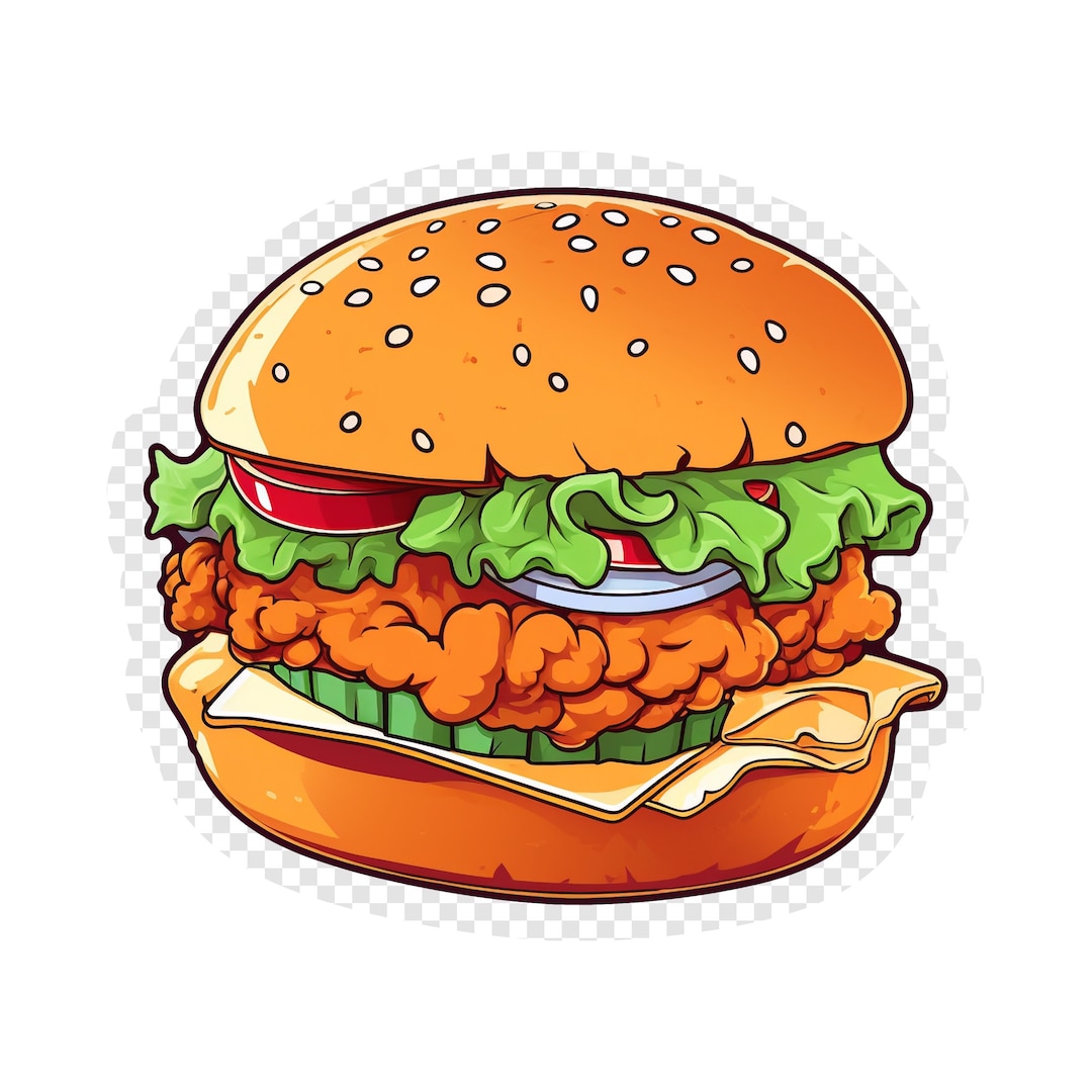 Chicken Sandwich Transparent PNG Clipart for Sticker Design Asset - Etsy
