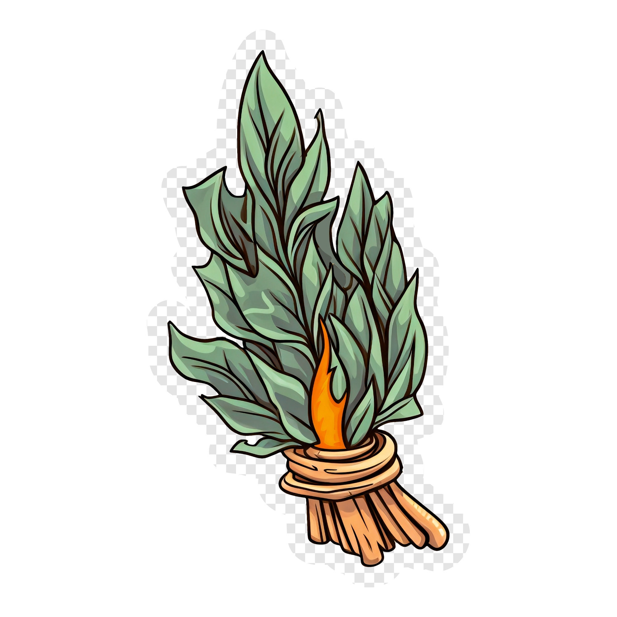 Burning Sage Transparent PNG Clipart for Sticker Design Asset - Etsy