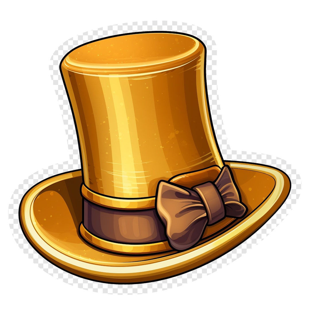 Golden Top Hat Transparent PNG Clipart for Sticker Design Asset - Etsy
