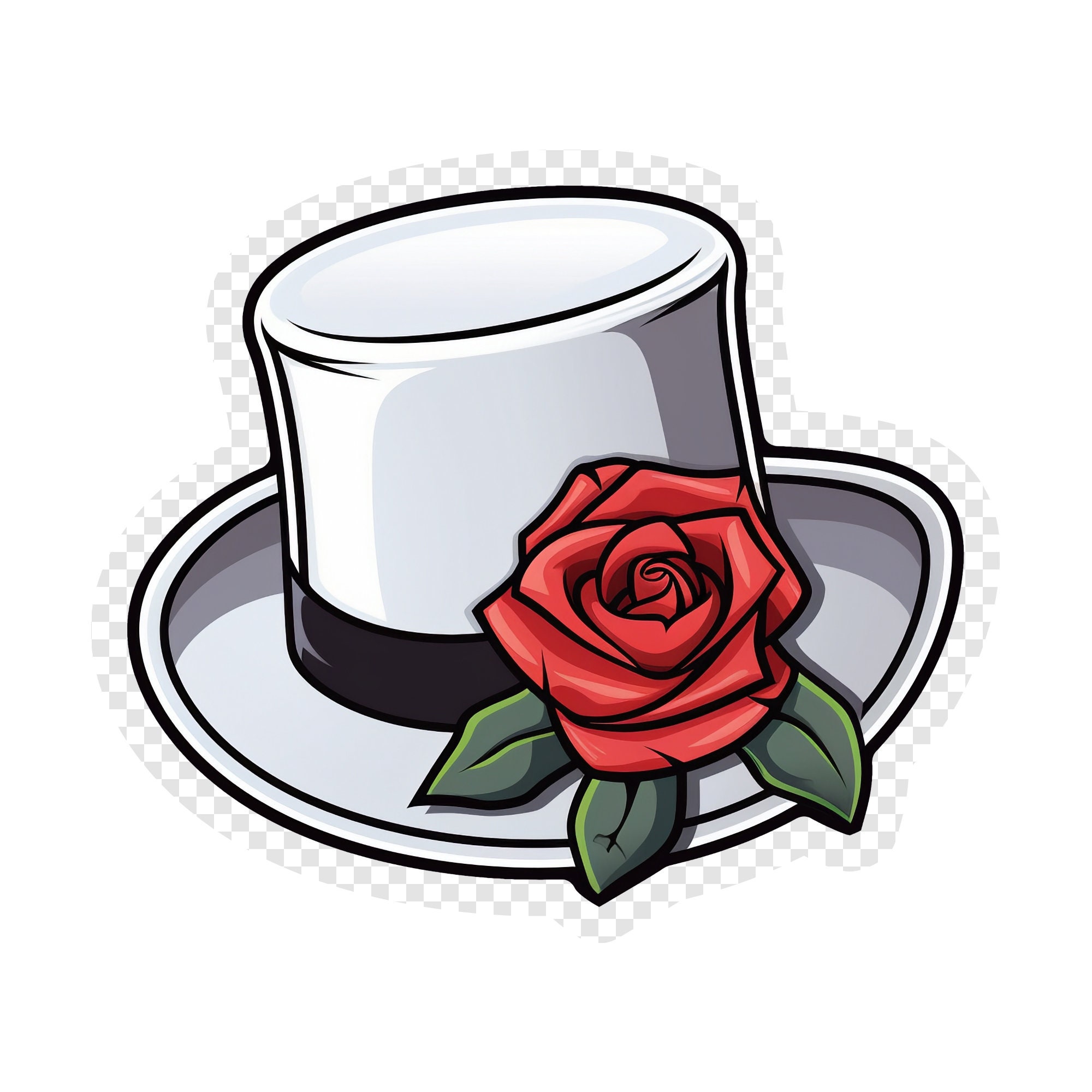 White Flower Top Hat Transparent PNG Clipart for Sticker Design Asset ...