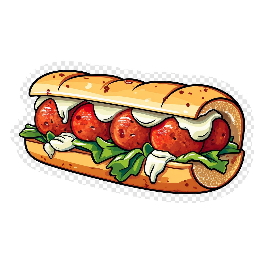 Meatball Marinara Transparent PNG Clipart for Sticker Design Asset - Etsy