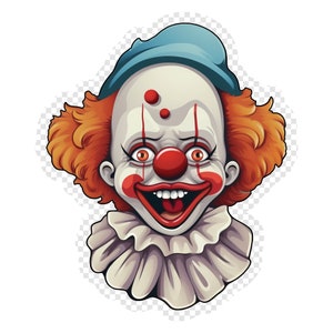 Creepy Clown Transparent PNG Clipart for Sticker Design Asset - Etsy