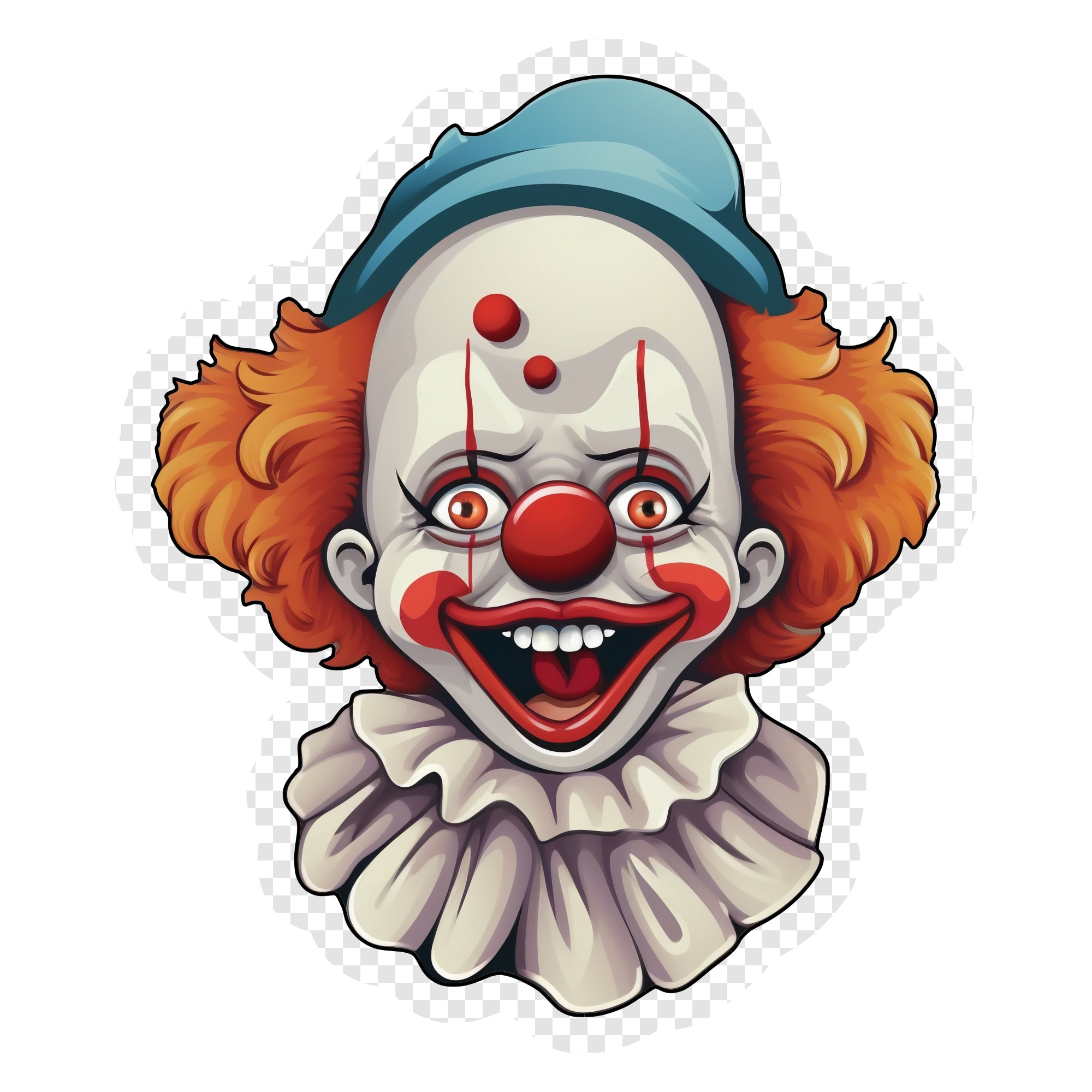 Creepy Clown Transparent PNG Clipart for Sticker Design Asset - Etsy
