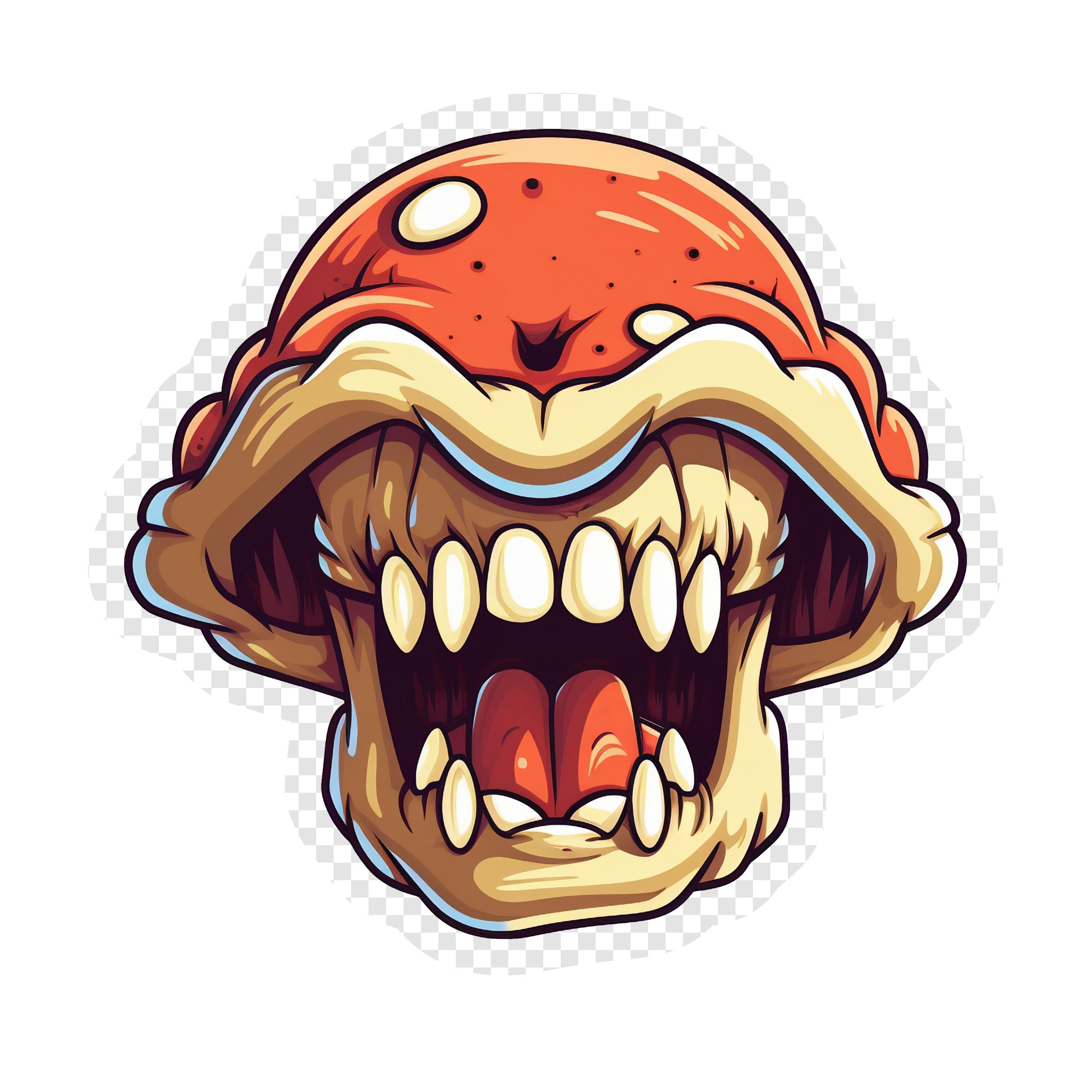 Evil Mushroom Transparent PNG Clipart for Sticker Design Asset - Etsy