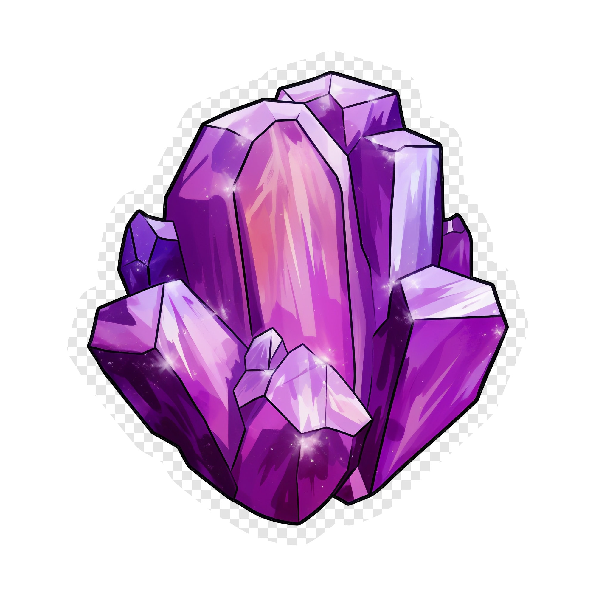 Amethyst Crystal Transparent PNG Clipart for Sticker Design Asset - Etsy