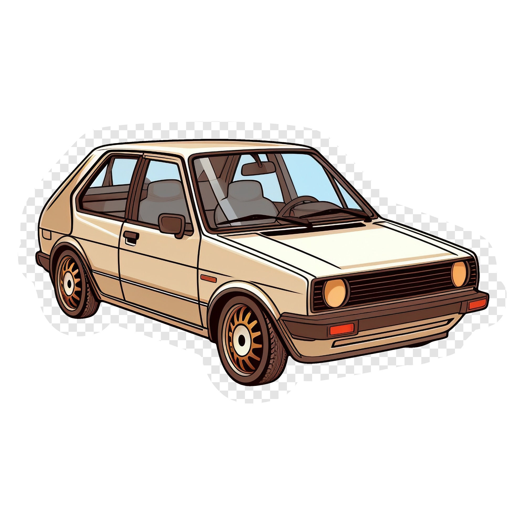 Vintage Euro Hatchback Transparent PNG Clipart for Sticker Design Asset ...