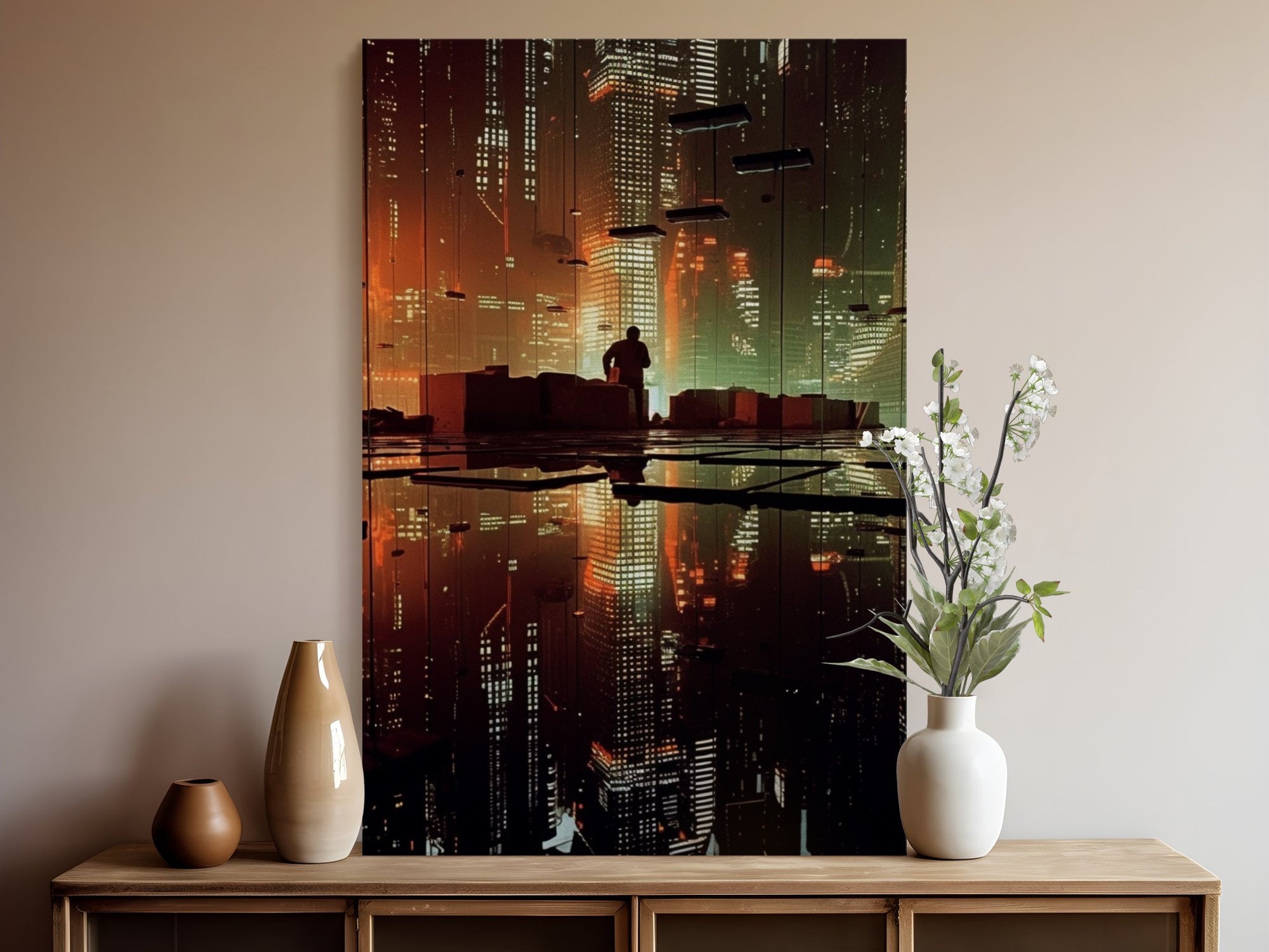 City Reflections Wall Art| Cyberpunk Futurism, Sci-fi Printable Poster ...