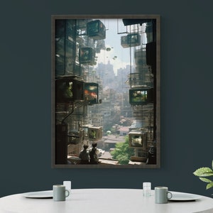 Cyberpunk Wall Art| Futuristic Cityscape, Sci-fi Printable Poster ...